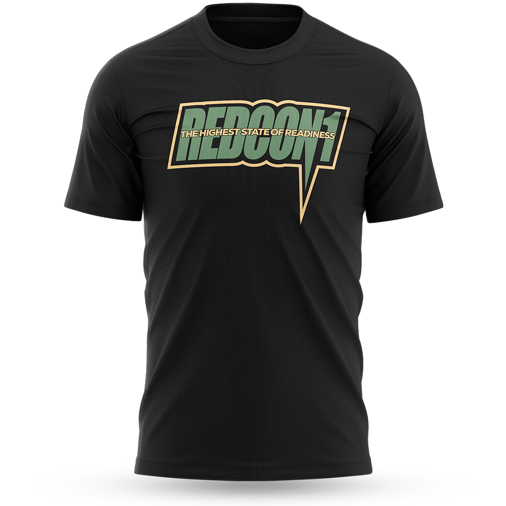Green Tan Outline Black Shirt – REDCON1